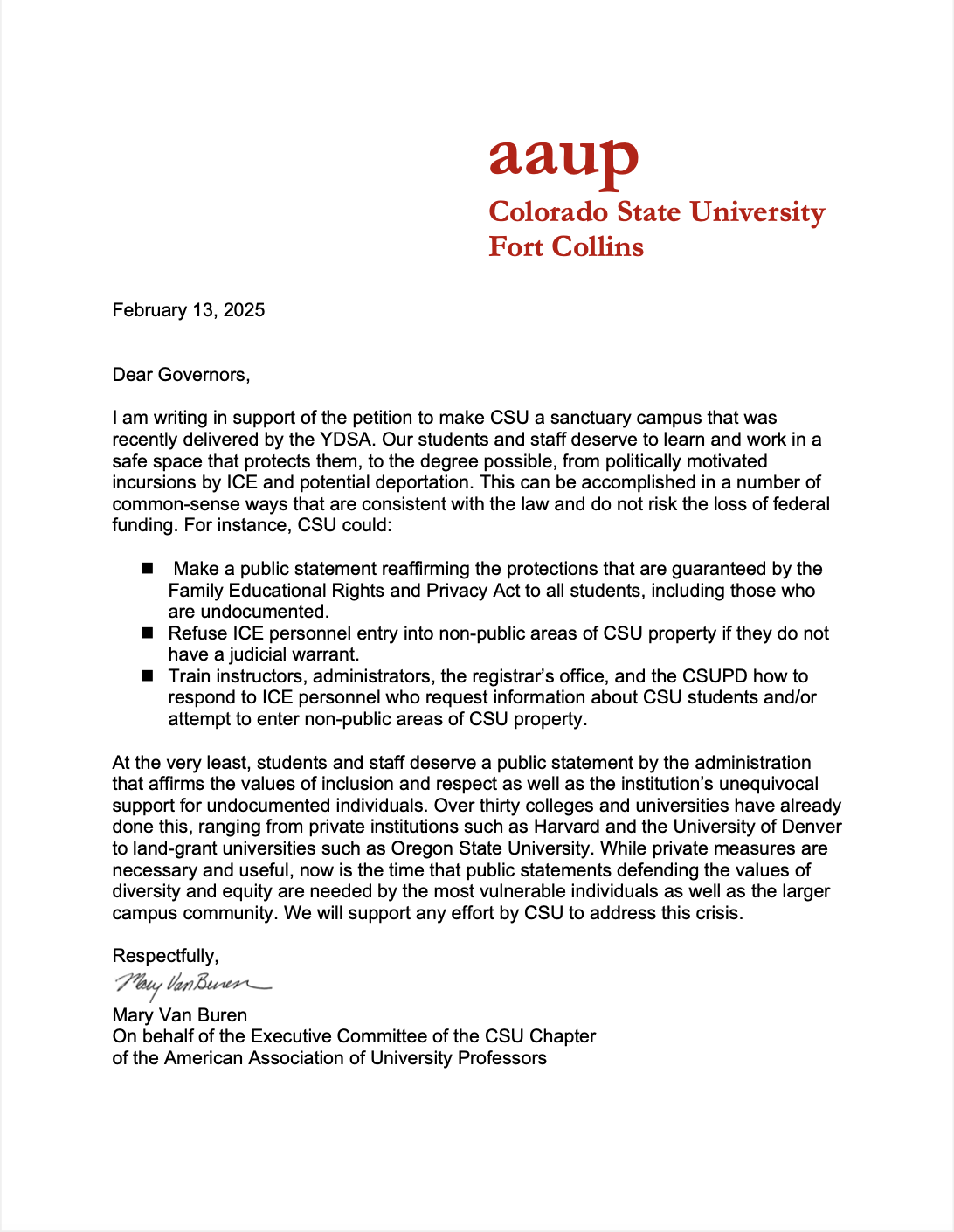 AAUP-CSU Lends Support to CSU Sanctuary Campus | American Association of University Professors ...